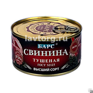 Свинина тушеная Экстра "БАРС" 325 г купить оптом за 179 руб./шт. в ...